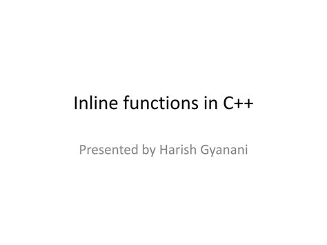 Inline Functions In C Ppt