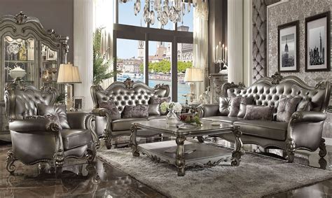 Versailles Silver Antique Platinum Living Room Set From Acme Coleman
