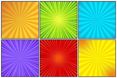 만화 만화 배경 세트 만화는 하프톤 요소와 다채로운 포스터를 예약합니다 복고풍 팝 아트 스타일 벡터 일러스트레이션 곡선에 대한 스톡 벡터 아트 및 기타 이미지 Istock