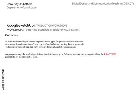 Pdf Workshop 3 Exporting Sketchup Models For Visualisations Dokumen Tips