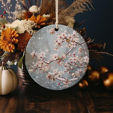 Cherry Blossom Ceramic Ornament Floral Christmas Tree Decoration Etsy