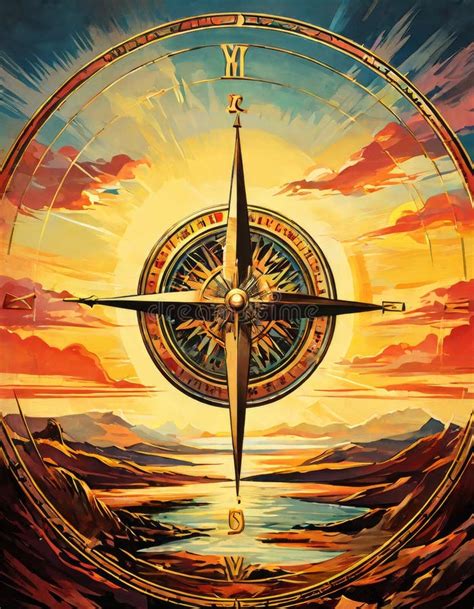 Vibrant Compass Illustration Symbolizing Direction And Exploration