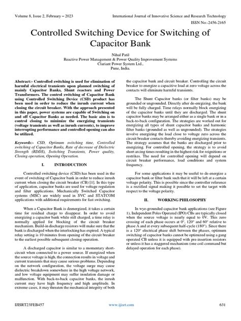 Controlled Switching Device For Switching Of Capacitor Bank Pdf Capacitor Electric Arc Controlled Switching Device For Switching Of Capacitor Bank Pdf Capacitor Electric Arc