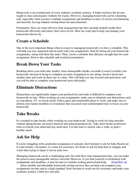Homework Time Management Tips Download Free Pdf Homework Time