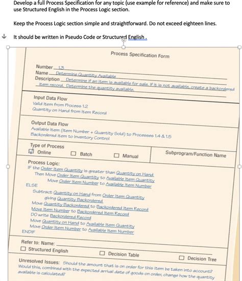 Develop A Full Process Specification For Any Topic