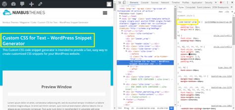 Custom CSS For Text WP Code Snippet Generator