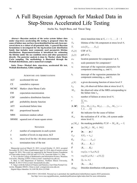 Pdf A Full Bayesian Approach For Masked Data In Step Stress Accelerated Life Testing