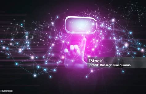 Vr 안경을 착용하는 남자 가상 글로벌 인터넷 연결 메타버스 메타버스 디지털 사이버 세계 기술 개념 네트워크 연결 및 홀로그램