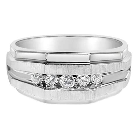 10k White Gold Diamond Wedding Band With Satin Finish Size 7 Chairish