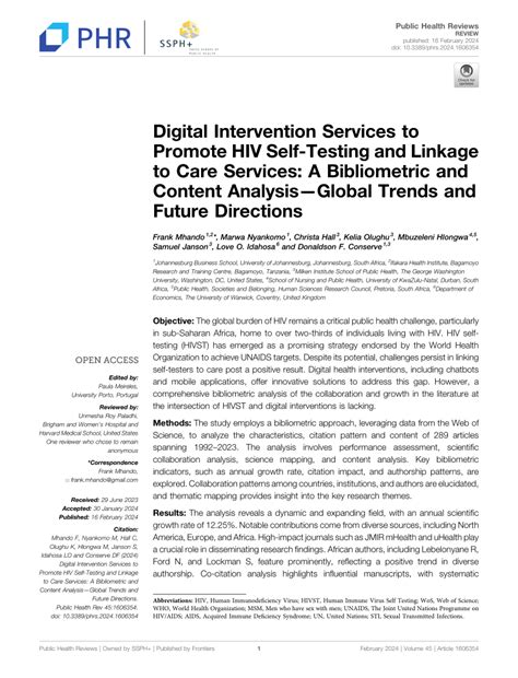 Pdf Digital Intervention Services To Promote Hiv Self Testing And Linkage To Care Services A