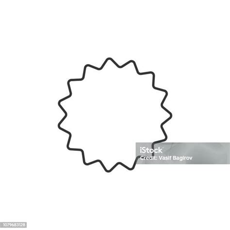 배지 스티커 모양 선 아이콘입니다 모바일 응용 프로그램 웹 사이트 또는 데스크톱 응용 프로그램에 대 한 간단 하 고 현대 평면 벡터 일러스트 레이 션 0명에 대한 스톡 벡터