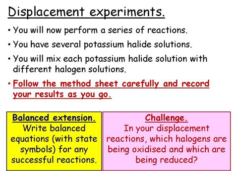 Halogen Reactivity And Displacement Gcse Lesson Sc17c Cc13c Teaching Resources