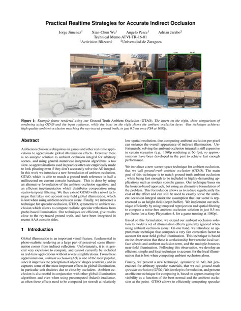 Realtime Indirect Occlusion Strategies GTAO GTSO