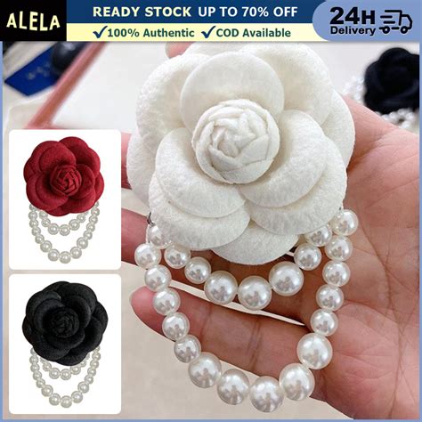 Jual Brooch Bross Bentuk Bunga Mawar Cantik Elegan Aksesoris Wanita Pin Bros Bunga Mutiara Hitam