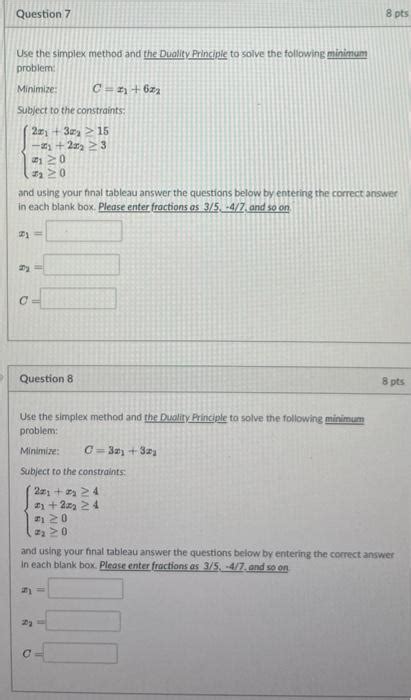 solved question 7 use the simplex method and the duality