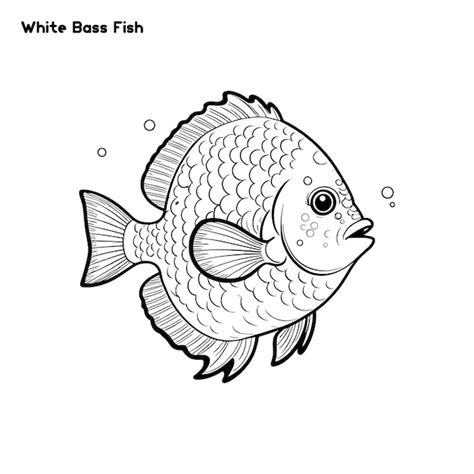 Белая рыба рисует рукой раскраски и контурный векторный дизайн Премиум векторы