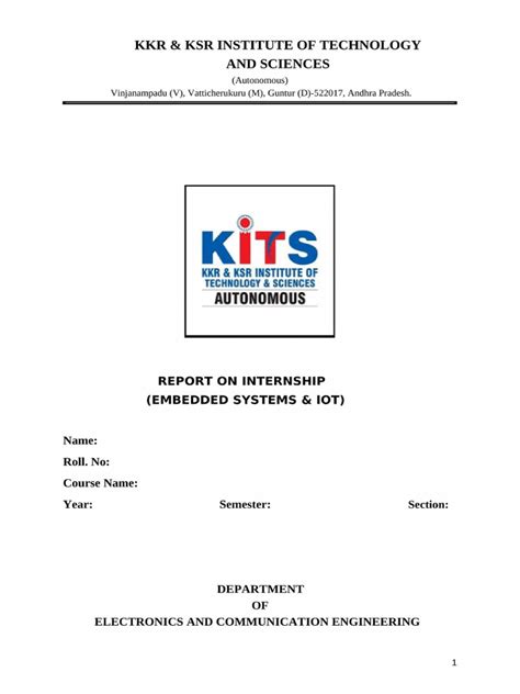 Summer Internship Document Embedded Systems And Iot Pdf