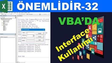 Excel Vbada Interface Kullanımı Youtube