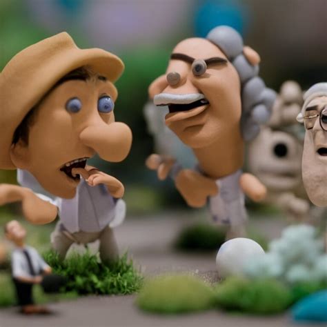 A Silly Cinematic Film Still Of A Claymation Stop Motion Film Starring