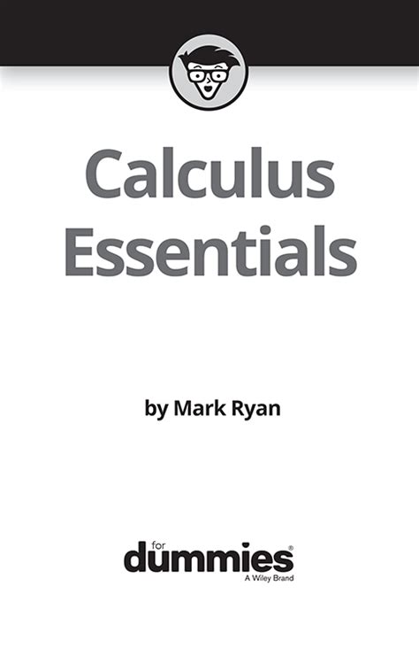 Title Page Calculus Essentials For Dummies Book