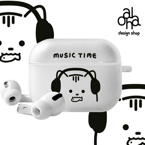 알로하디자인샵 고양이일러스트 심플깔끔 에어팟프로2 에어팟케이스 123세대 반투명케이스 귀여운 꾸안꾸 디자인 블랙 라인드로잉 남친 여친 집사 생일선물 케이스 위시버킷