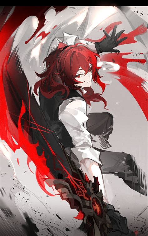 Diluc Genshin Impact Drawn By Ste Danbooru