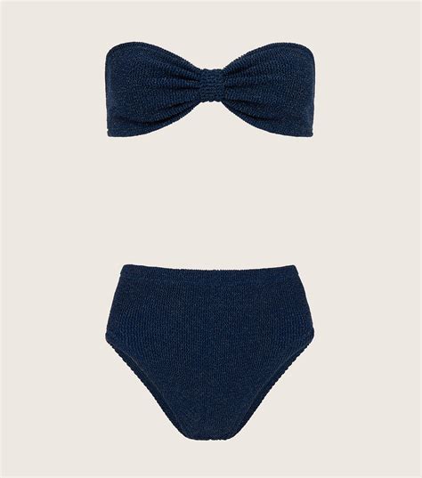 Ruby Bikini Lurex Navy Silver One Size Swimwear Hunza G