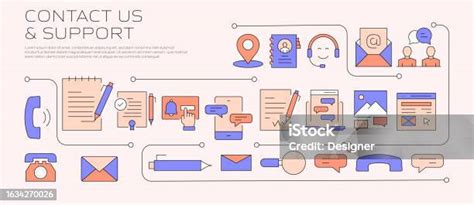 연락처 및 지원 웹 페이지 헤드라인 브로셔 연례 보고서 및 책 표지에 대한 관련 배너 디자인 Brand Name Smart Phone에 대한 스톡 벡터 아트 및 기타 이미지