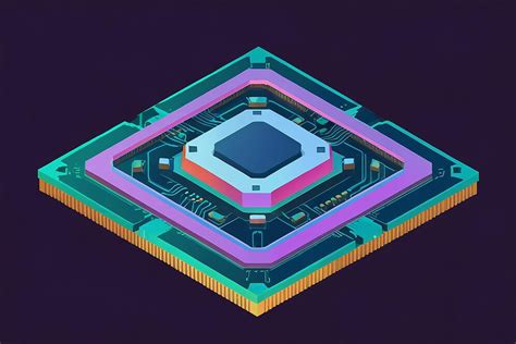 Cpu Chip Isometric Illustration Computer Processor Component Semiconductor Technology Concept