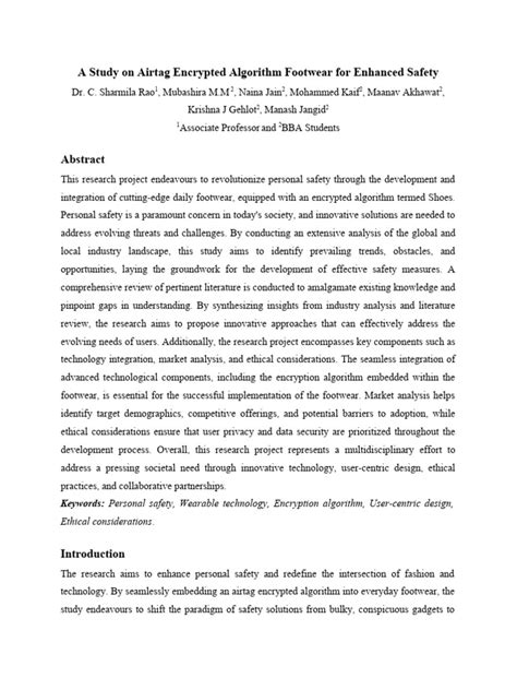 A Study On Arithmatic Algorithm Encrypted Footwear For Enhanced Safety