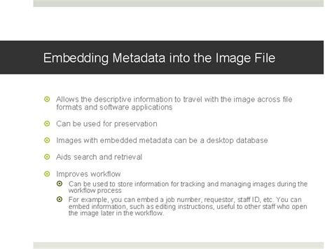 the role of embedded metadata in visual resources