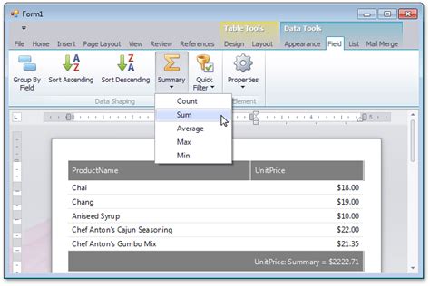 how to calculate a summary function winforms controls devexpress