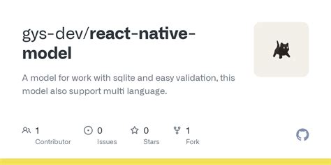 GitHub Gys Dev React Native Model A Model For Work With Sqlite And Easy Validation This