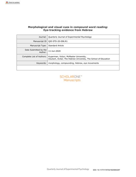 Pdf Morphological And Visual Cues In Compound Word Reading Eye