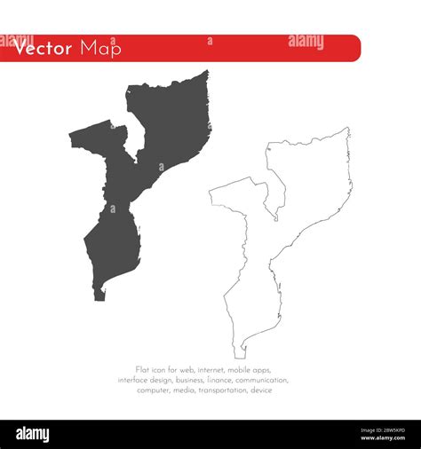 Vector Map Mozambique Isolated Vector Illustration Black On White