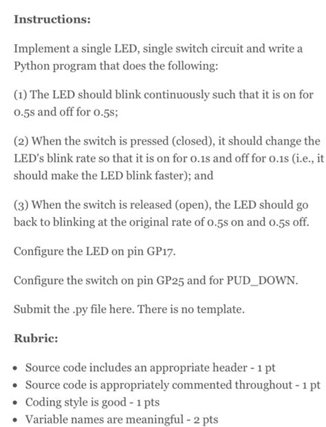 Solved Instructions Implement A Single LED Single Switch Chegg