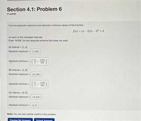 Solved Section 4 1 Problem 6 1 Point Find The Absolute