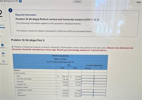 solved required information problem 12 3a algo perform