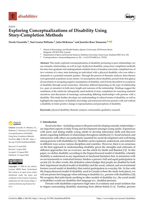 pdf exploring conceptualizations of disability using story completion