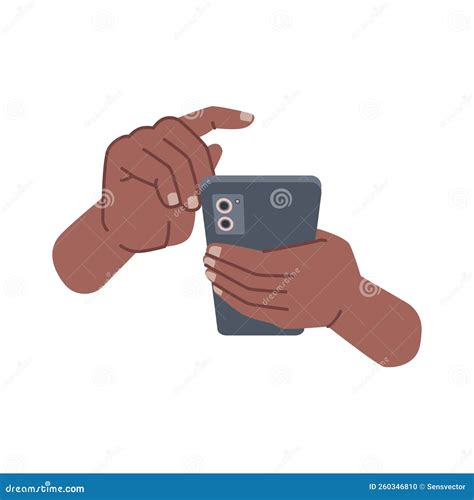 Hand Holding Smartphone Tapping On Screen Stock Vector Illustration Of Message Device 260346810