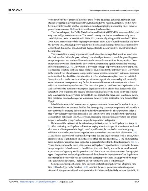 Solution Estimating Equivalence Scales And Non Food Needs In Egypt