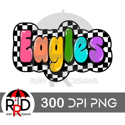 Checkered Flag Bubble Words Eagles Png For Sublimation And Dtf Prints