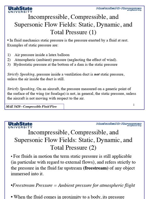 Compressible Vs Incompressible Flow Pdf Airspeed Pressure