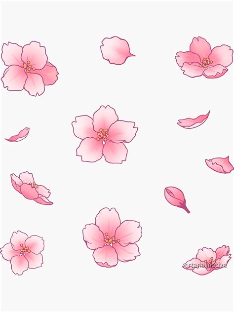 Falling Sakura Cherry Blossom Sticker By Arterialmotive Redbubble