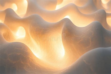 Warm Glowing Waves Of Light Illuminate Soft Textured Surfaces In Abstract Form Stock