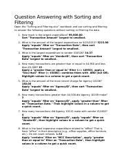Exercise Solution Sorting And Filtering Docx Question Answering With Sorting And Filtering