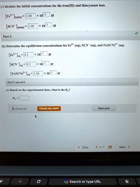 solved calculate the initial concentrations for the iron iii and