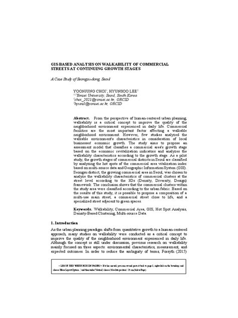 Gis Based Analysis On Walkability Of Commercial Streets At Continuing