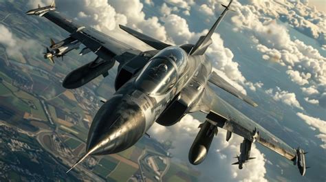 Military Fighter Aircraft At High Speed Flying High In The Sky Premium Ai Generated Image
