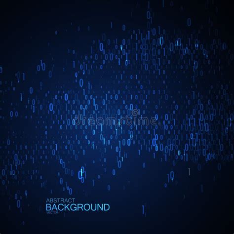 Abstract Glowing Virtual Neon Cloud With Chaotic Binary Code Particles Stock Vector